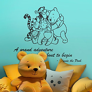 Winnie Pooh & Friends - A Grand Adventure is About to Begin Quote Baby Room Wall Decal- Decal for Baby's Room (Wide 22" x 18" Height)