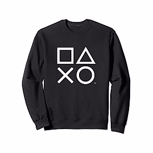 PlayStation PS5 Gamer Controller Icons in Classic White Sweatshirt
