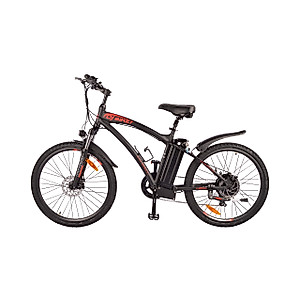 DJ Mountain Bike 750W 48V 13Ah Power Electric Bicycle, Matte Black, LED Bike Light, Fork Suspension and Shimano Gear