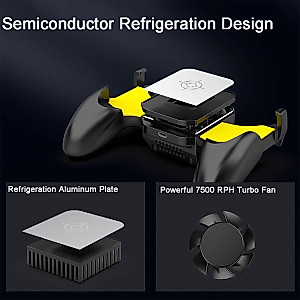 KingTSYU Phone Game Controller With Cooling Fan, Mobile Game Handle with Triggers for PUBG/Call of Duty/Fortnite, L1R1 Gaming Grip Gamepad for 4.7-6.5" iPhone iOS/Android Phone