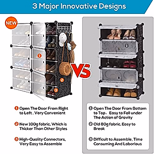 VTRIN Shoe Rack Organizer DIY 24 Pair Tower Shoe Storage Cabinet for Boots Slippers Closet Organizers and Storage with Doors for Entryway