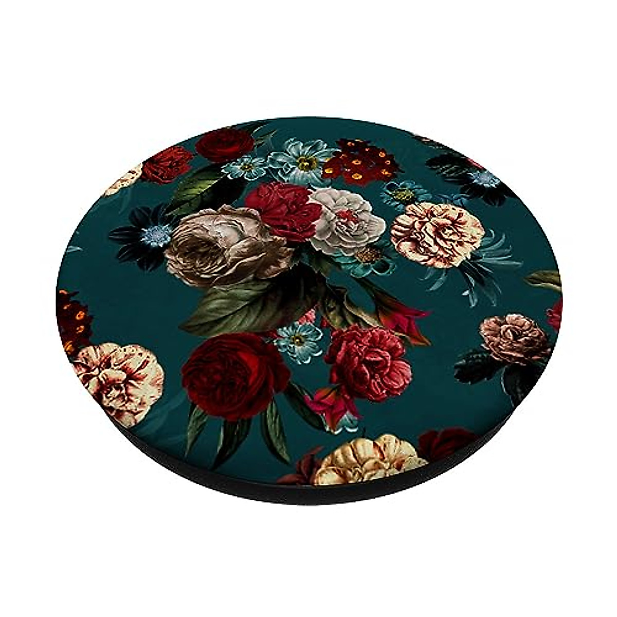 Vintage Floral Red and Teal Flowers Pattern PopSockets Standard PopGrip