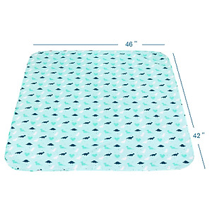 SPRINGSPIRIT Splat Mat for Under High Chair 2 Pack, High Chair Mat for Floor, Waterproof Mat, Mealtime, Playtime, Anti-Slip and Washable High Chair Mat, 42" x 46", Dinosaurs & Ocean