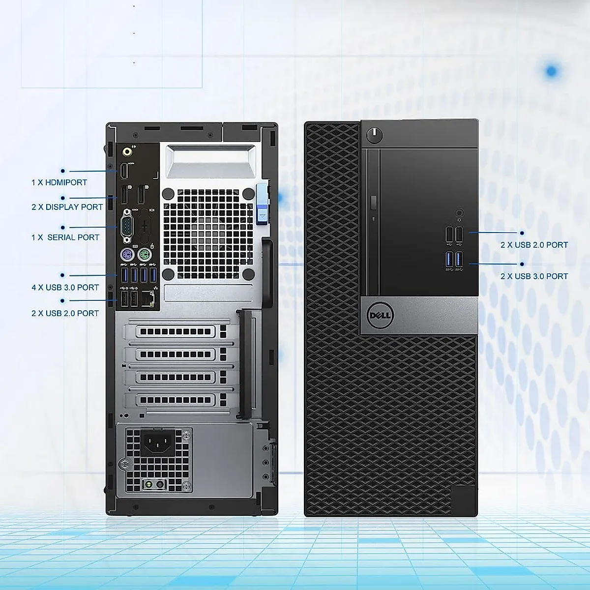 Dell OptiPlex 7040 Mini Tower PC, Intel Quad Core i5-6500 3.20GHz, 16GB DDR4 256GB NVMe M.2 SSD 2TB HDD, AX200 Built-in WiFi 6 Bluetooth 5.2 HDMI Wireless Keyboard & Mouse Windows10 Pro (Renewed)