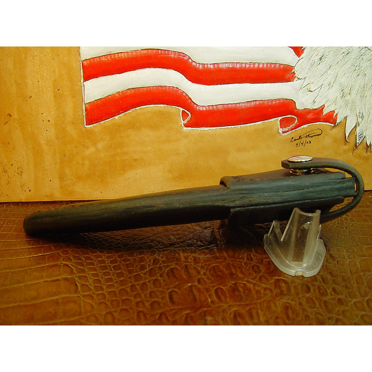 Black Leather Knife Sheath, Made to Fit a Ka Bar Marine Fighter Knife