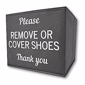 RE GOODS Shoe Covers Box | Disposable Shoe Bootie Holder For Realtor Listings and Open Houses | Please Cover or Remove Shoes Bin | Shoe Bootie Box