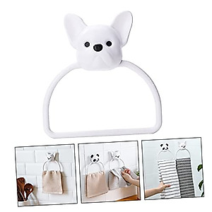 Cabilock 1pc Towel Rack Plastic Hooks for Hanging Clothes Hanger Hooks Hanger Hooks for Plastic Hangers Countertop Towel Ring Hand Towel Holder Tower Rack Abs White Punch Free Ring Cute