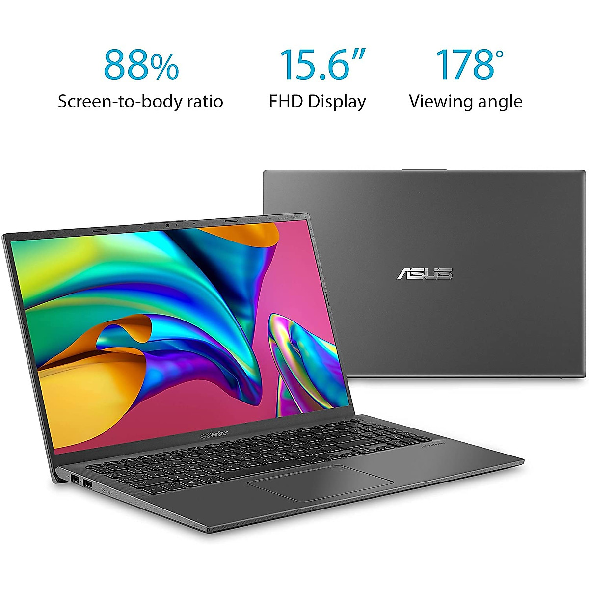 ASUS Vivobook 15.6" Laptop, Intel i3-1005G1 (Beat i5-7200U), 8GB DDR4 RAM, 256GB SSD, WiFi, Intel HD Graphics, HDMI, Windows 11 Home in S Mode, Bundle with JAWFOAL