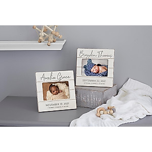 Personalization Universe Personalized Simple and Sweet Baby Shiplap Frame 4x6 Horizontal Picture Frame - Rustic Whitewashed Wood Photo Frame for Newborn, Boy or Girl, Newborn & Family Pictures,