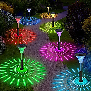 Moragin Bright Solar Patio Lights 8 Pack, Warm White/Color Changing LED Outdoor Solar Lights, IP65 Waterproof Solar Pathway Lights, Landscape Lighting for Pathway Patio Yard Lawn Garden Decorative