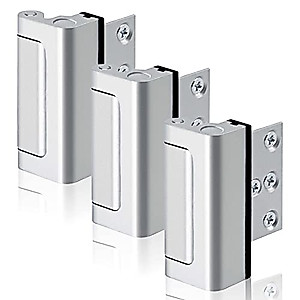 GreaTalent 3PACK Home Security Door Reinforcement Lock Childproof, Add High Security to Home Prevent Unauthorized Entry, Aluminum Construction Finish, Silver