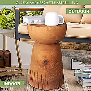 Athaliah Wood Side Table Stump End Table,19”H Rustic Wood Stump Side Table Stool,Wooden Round Side Table Stool Wooden Tree Stump End Table for Garden Patio Lawn Home Decor
