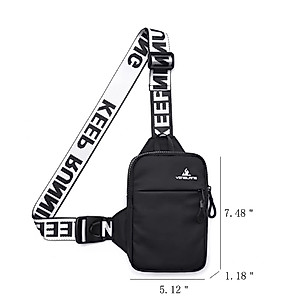 FAIME Sling Bag for Women Chest Bag with 5 Colors One Strap Backpack for Men Outdoor Sports Running Cycling Hiking (Black)