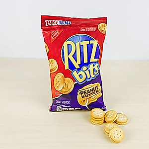 RITZ Bits Peanut Butter Cracker Sandwiches, Big Bag, 3 Ounce (Pack of 12)
