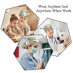 DHH166 Packs Working Cap with Buttons Sweatband Adjustable Hats Surgical Caps for Women Men, Turtle in Map. Multicoloured2
