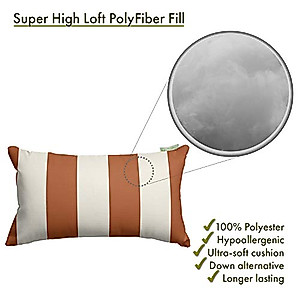Majestic Home Goods Burnt Orange Vertical Stripe Indoor / Outdoor Small Throw Pillow 20" L x 5" W x 12" H