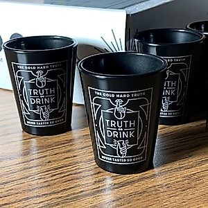 Truth or Drink – Shot Glasses Edition by Cut – Reveal Secrets in Style with Hilarious and Personal Questions, Perfect Adult Game for Party Night (Includes 4 Shot Glasses, 400+ Conversation Starters)