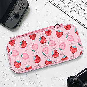 SOLUSTRE Carry Case for Switch Lite Console Fruit Design Cross- body Bag Joystick Portable Cover Cases Game Console Bag Crossbody Handbag for Switch Lite Red