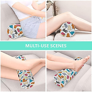 Vnurnrn Cats White Neck Support Pillow Round Neck Roll Bolster Cylinder Pillow Cervical Pillows Body Pillow for Leg Knee Back Head Support for Work Women Men Traveling Headrest