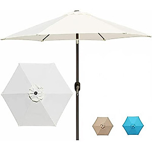 Patio Umbrella Outdoor Table Umbrella with 6 Sturdy Ribs, Tilt Adjustment and Crank Lift, for Garden Lawn Deck and Pool (cream)