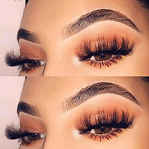 DAODER False Eyelashes 25mm Lashes Wispy Long 8D Mink Lashes Dramatic Volume Fluffy Eye Lashes Pack for Women 7Pairs Soft Reusable Fake Eyelashes