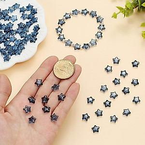 100pcs Dark Blue Star Beads Glass Crystal Star Beads 10mm Star Glass Spacer Beads for Jewelry Bracelet Making DIY Crafts Gifts (Dark Blue Star)