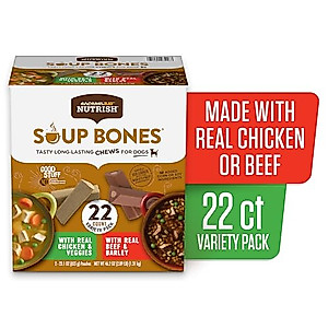 Rachael Ray Nutrish Soup Bones Long Lasting Dog Chews Variety Pack, 22 Count (Pack of 1)
