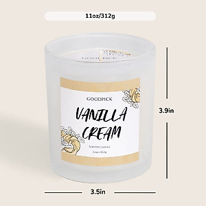 Goodpick Vanilla Cream Scented Candle for Home Decor, Candle Gift for Girls, Soy Candle for Home, White Jar Candle, 11 oz, 50-60 Hours of Burn Time