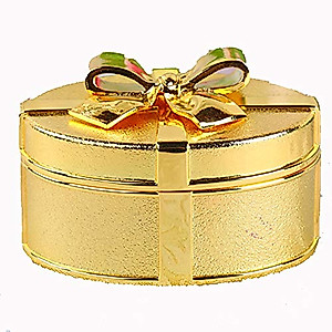 Trinket Display Storage Metal Creative European Style Simple Bow Jewelry Wedding Birthday Gift Candy Box for Girls Ladies Women (Color : Gold, Size : 9.2X7.1X5.8CM) (Gol