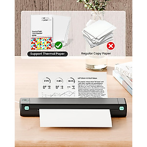 Phomemo M08F Wireless Portable Printer & US Letter Folding Thermal Paper Size 8.5" x 11", 200 Sheets, Inkless Thermal Compact Printer for Travel, Compatible with Android and iOS Phone & Laptop