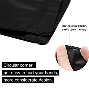 GooGou Matte Black Resealable Zip Mylar Bag Food Storage Aluminum Foil Bags Smell Proof Pouches 50pcs (4.33x6.69 in)