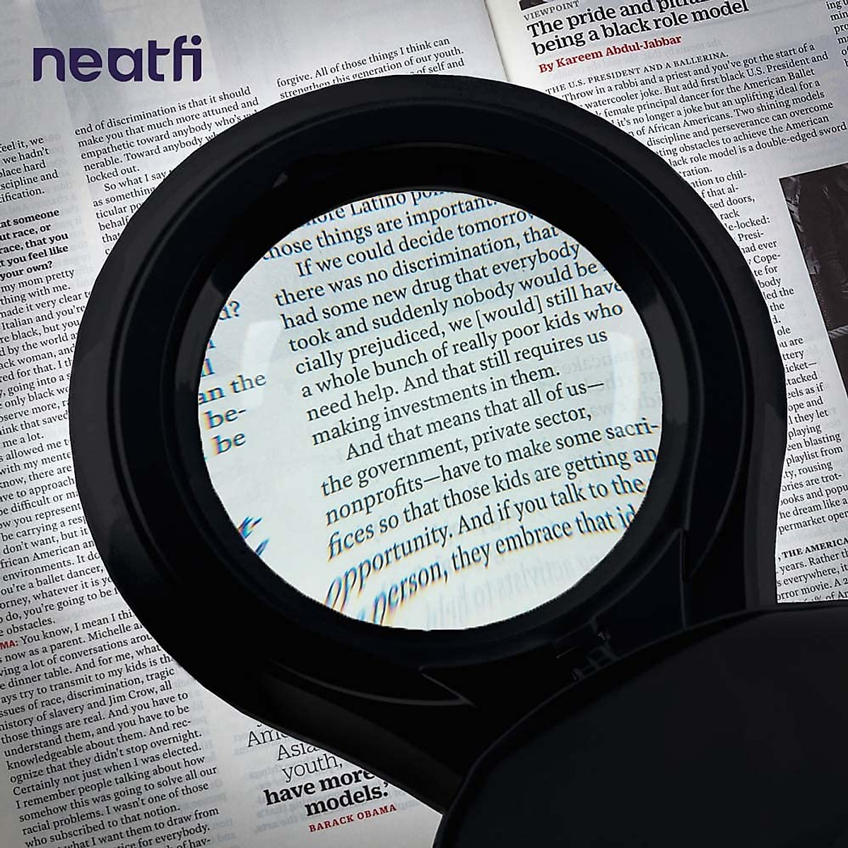 Neatfi (New Model) 1,200 Lumens Super LED Magnifying Lamp with Clamp, 8D, Dimmable, Includes Microfiber Cleaning Cloth, 5 Inch Diameter Lens for Reading, Sewing, Crafting (8 Diopter, Black)