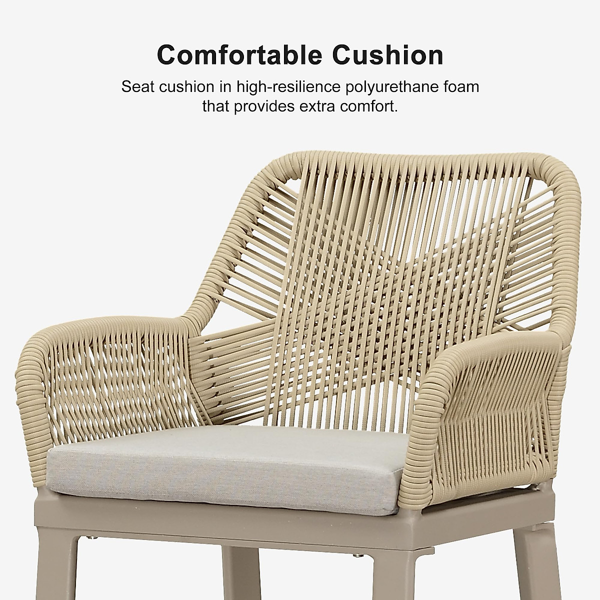 PURPLE LEAF Outdoor 29" Bar Stools Set of 4, Boho Patio Bar Height Chair with Cushion and Back for Outdoor and Indoor, Kitchen, Garden, Patio, Champagne