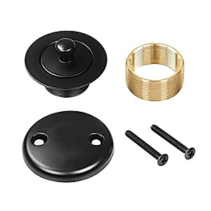 100% Brass Lift and Turn Bathtub Drain Set w/Overflow Plate - Drain Conversion Kit - Fits All Bathtub Sizes - Universal Fine/Coarse Thread - Designed & Tested in America (Matte Black)