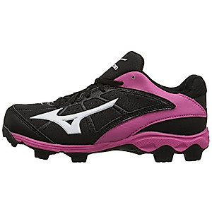 Mizuno 9 Spike ADV YTH FINCH FRHSE6 BP Youth Girls Molded Cleat (Little Kid/Big Kid), Black/Pink, 4.5 M US Big Kid