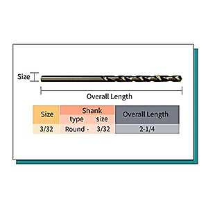 STROTON 6% Cobalt Drill Bits for Stainless Steel and Hard Metal (3/32 x 5PCS)