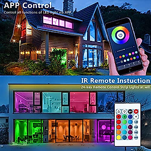 60ft Bluetooth LED Strip Lights,SMD 5050 Music Sync LED Lights Strip,RGB Color Changing LED Lights with Remote,Smart Phone APP Control,LED Lights for Bedroom,Ceiling,Room DIY(APP+Remote +Mic/60ftx1)