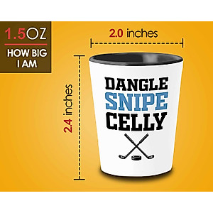 Bubble Hugs Hockey Shot Glass 1.5oz - Dangle Snipe Celly - Funny Hilarious Quote for Ice Hockey Player Coach Fan Hockey Puck Sports Lover