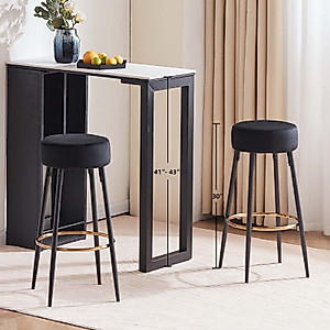 DUHOME Set of 2, Modern Round Velvet Bar Stools, Height 30 Inches, Kitchen Breakfast Round Dining Chair Height for Coffee Shop, Bar, Home Balcony(2pcs, Black)