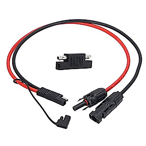 Solar Panel to SAE Adapter Cable 10AWG 0.60m PV Connector Solar Extension Cable with Waterproof Cap for Automobiles, Solar Devices