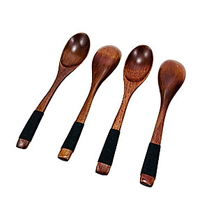 JapanBargain 2685x4, Set of 4 Wooden Dinner Spoons Yogurt Spoons Snack Spoons Ice Cream Spoons Children Spoons, 7-3/4 inch