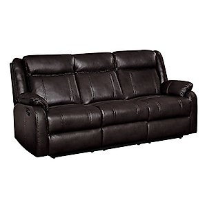 Homelegance Jude 82" Manual Leather Gel Reclining Sofa, Brown