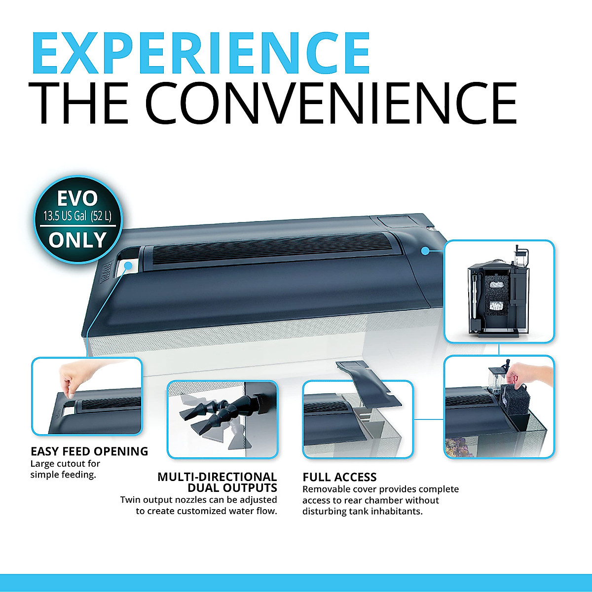 Fluval Evo XII Saltwater Aquarium Kit, 13.5 Gal. – Saltwater Fish Tank with Reef-Capable LED, Efficient 3-Stage Filtration and Seamlessly Integrated Hardware