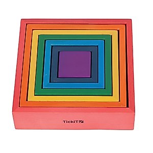 TickiT - 73416 Wooden Rainbow Architect Squares - Nesting Puzzle - Stacking Blocks for Ages 12M+