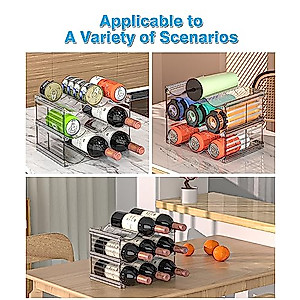Hyperzoo Water Bottle Organizer, Stackable Water Bottle Holder, Plastic Wine Racks for Kitchen Cabinets, Pantry, Fridge, Water Bottle Storage for Wine/Drink/Can/Tumbler Cup Stand Organizer, 3 Pack