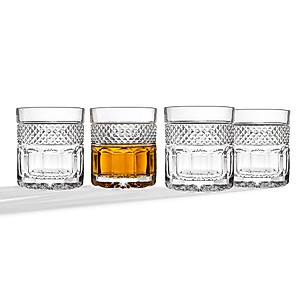Whiskey Glasses Tumbler Bar Glass Set - Drink Glassware for Wine, Scotch, Water, Juice, Beer and Cocktails - 10oz, Set of 4