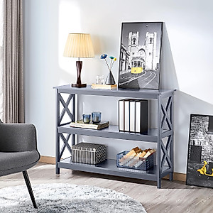 Yaheetech Television Stands & Entertainment Centers with 3 Tier Storage Shelf TV Stand for Living Room, Gray