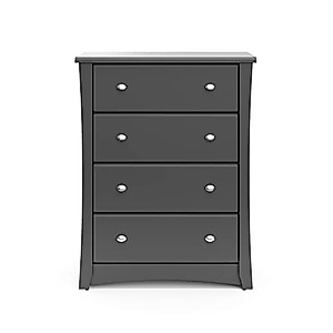 Storkcraft Crescent 4 Drawer Chest (Gray) – GREENGUARD Gold Certified, Easy-to-Match Chest of Drawers for Nursery and Kids Bedroom, Dresser Organizer for Children’s Bedroom
