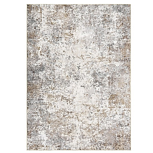 UERMEI 9x12 Area Rug Living Room Rugs - Washable Neutral Modern Abstract Soft Thin Large Rug Indoor Floor No Slip Rug Carpet for Bedroom Under Dining Table Home Office Decor - Brown Grey