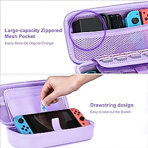 innoAura Switch Case for NS Switch 19 in 1 Switch Accessories Bundle with Switch Carrying Case, Switch Game Case, Switch Screen Protector, Switch Stand, Switch Thumb Grips (Purple)